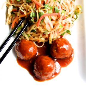 Asian Meatballs Recipe with Rice Noodles - From A Chef's Kitchen