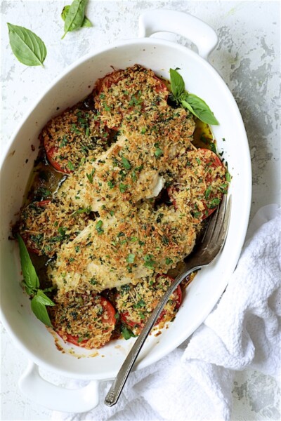 Pesto Goat Cheese-Stuffed Chicken Recipe with Roma Tomatoes