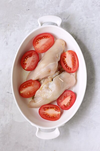 Pesto Goat Cheese-Stuffed Chicken Recipe with Roma Tomatoes