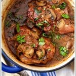 Chicken Pinot Noir with Wild Mushrooms and Fresh Basil