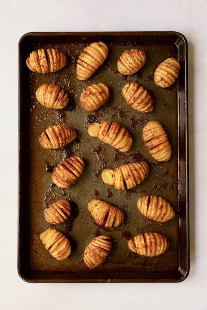 EASY Baby Hasselback Potato Bake with Cheddar and Bacon