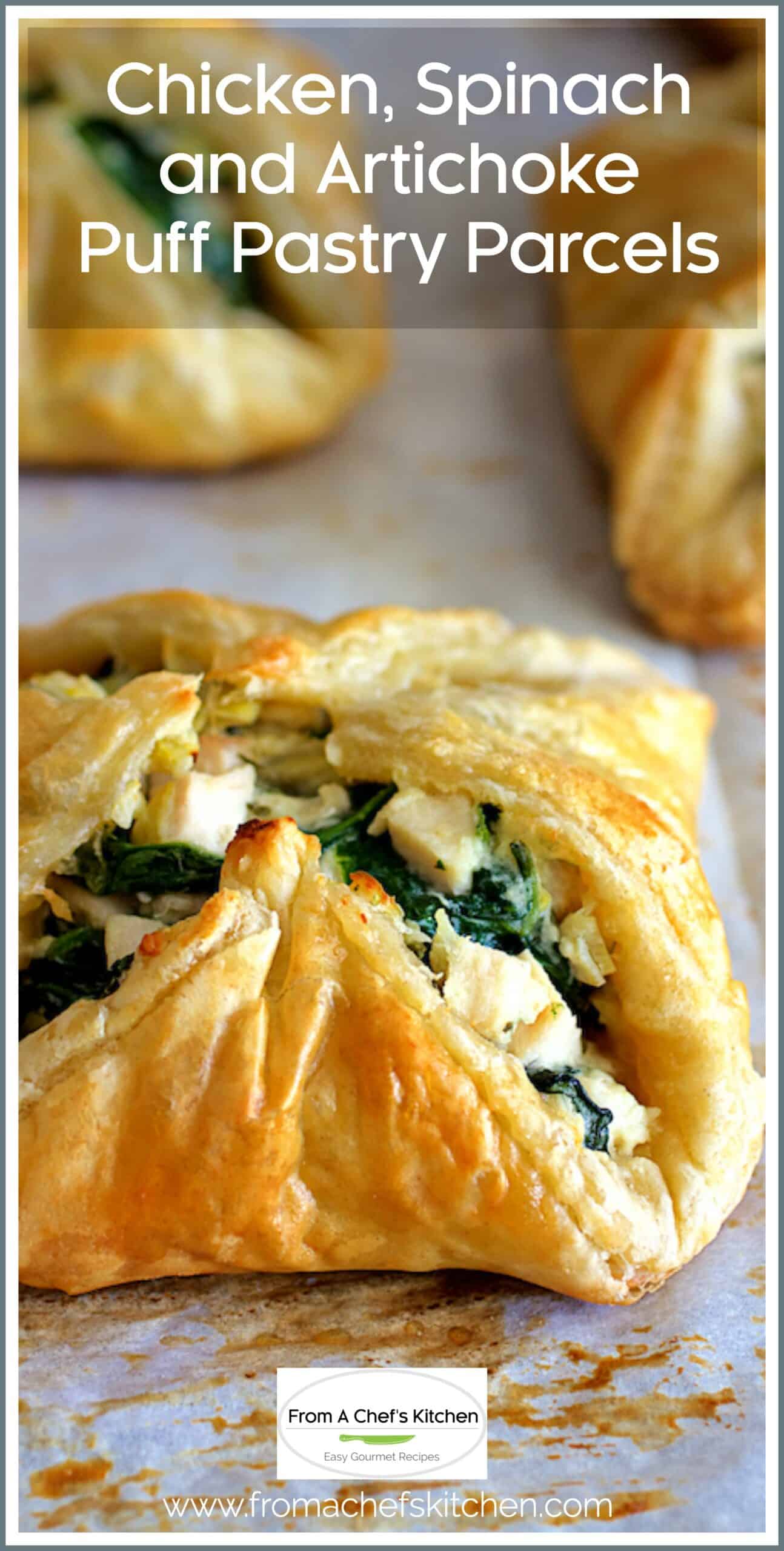 Puff Pastry Parcels with Chicken Spinach and Artichokes
