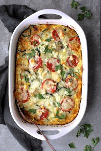 Strata Recipe with Zucchini, Tomatoes and Four Cheeses