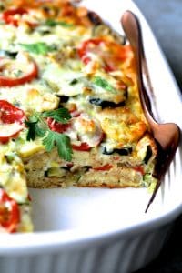Strata Recipe with Zucchini, Tomatoes and Four Cheeses