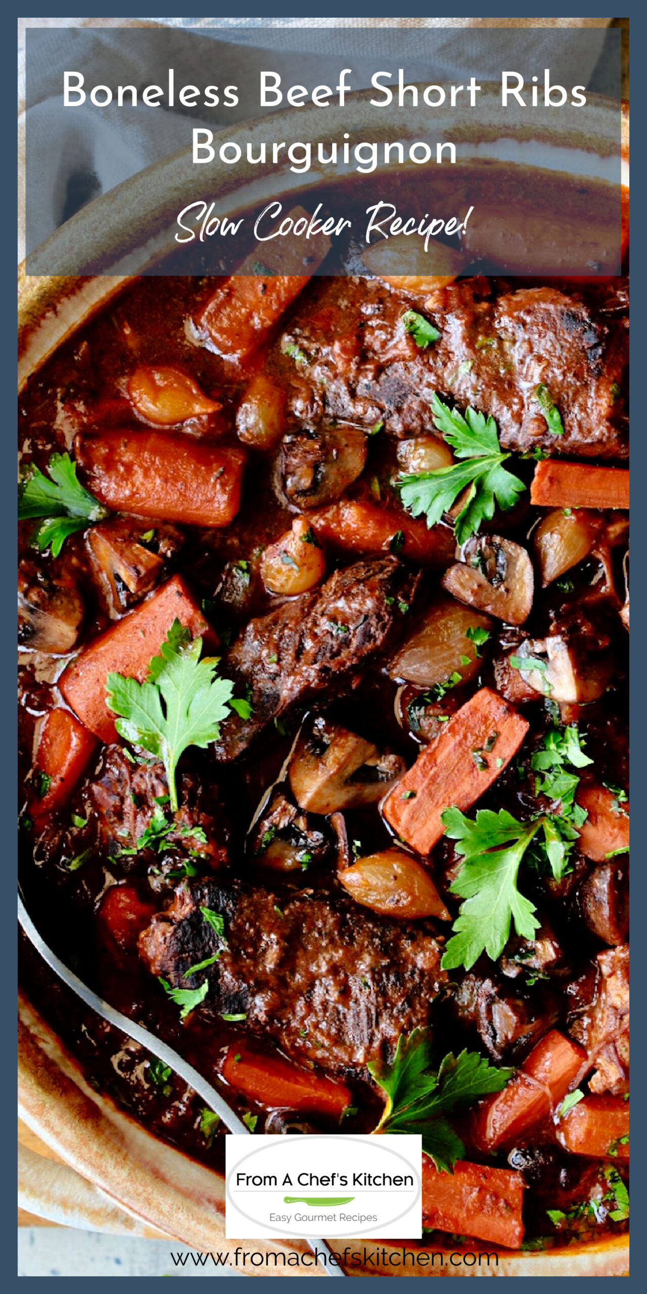Boneless Beef Short Ribs Bourguignon (Slow Cooker Recipe)
