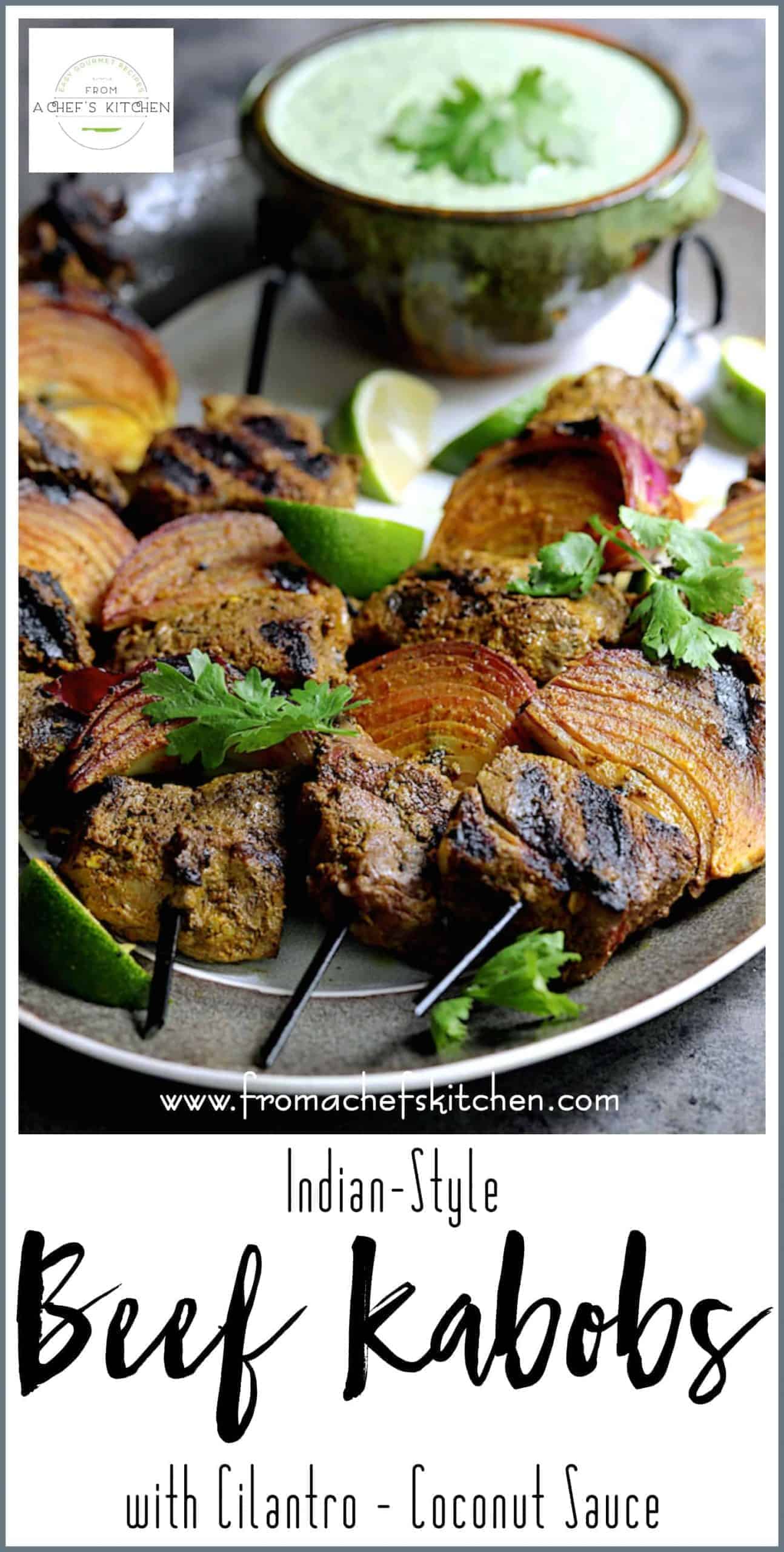 Indian-Style Beef Kabob Recipe with Cilantro Coconut Sauce