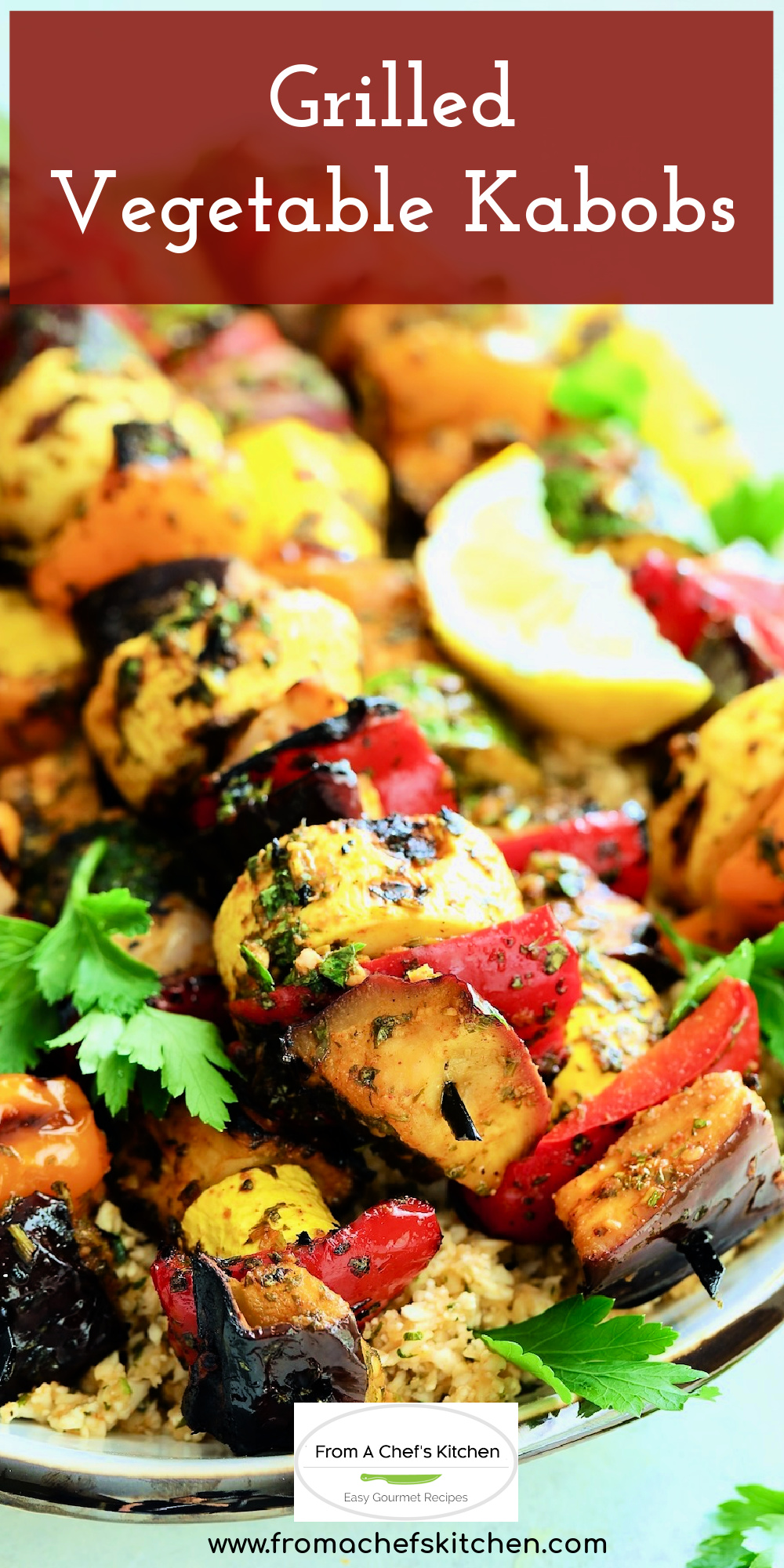 Grilled Vegetable Kabob Recipe with Cauliflower Couscous