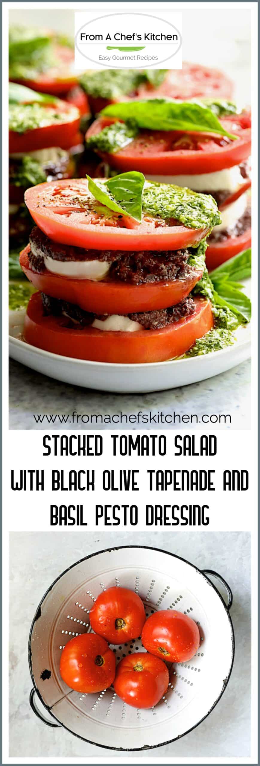 Stacked Tomato Salad Recipe with Basil Pesto Dressing