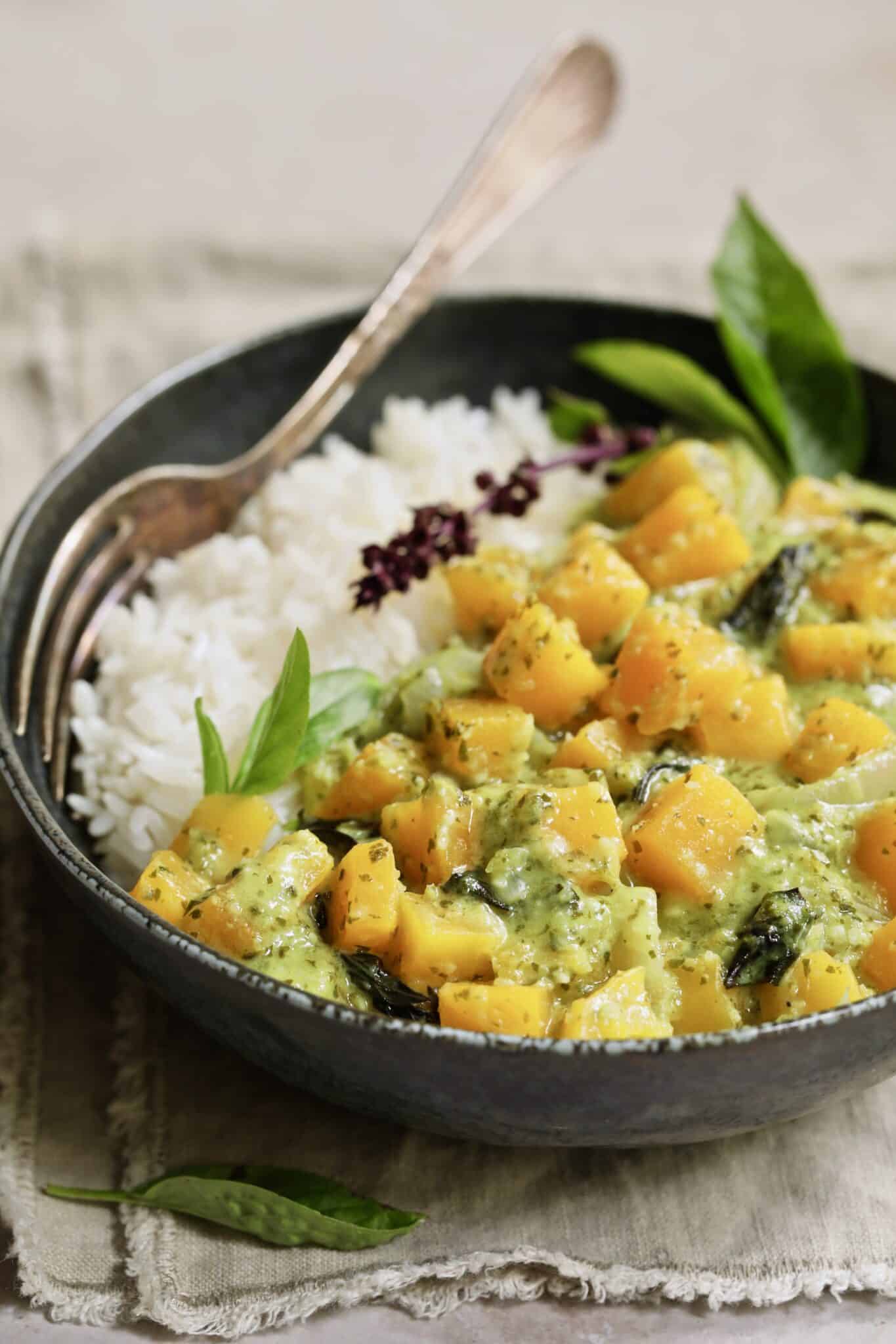 Butternut Squash in Fresh Green Curry - From A Chef's Kitchen
