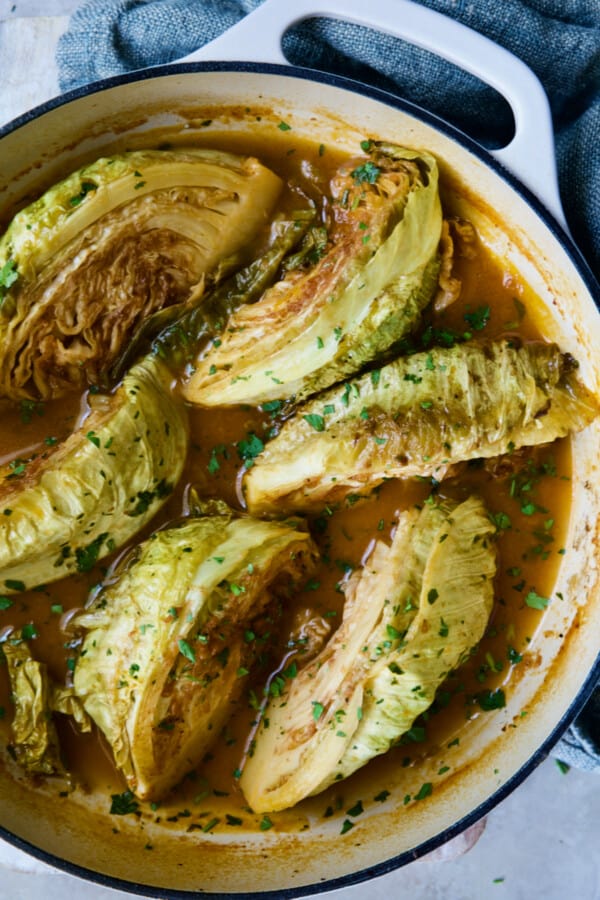 Braised Cabbage Wedges with Cider Vinegar