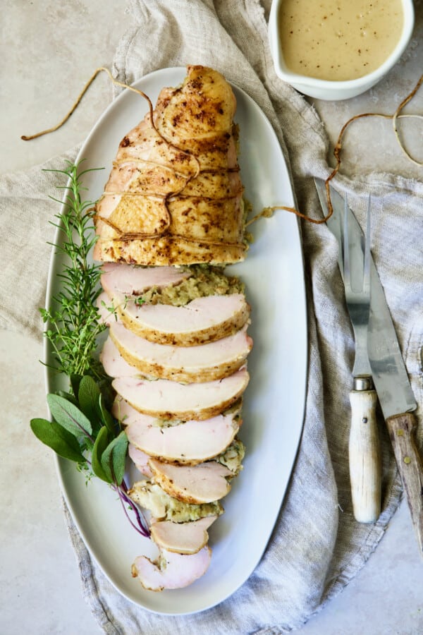 Roast Turkey Breast Recipe with Traditional Stuffing