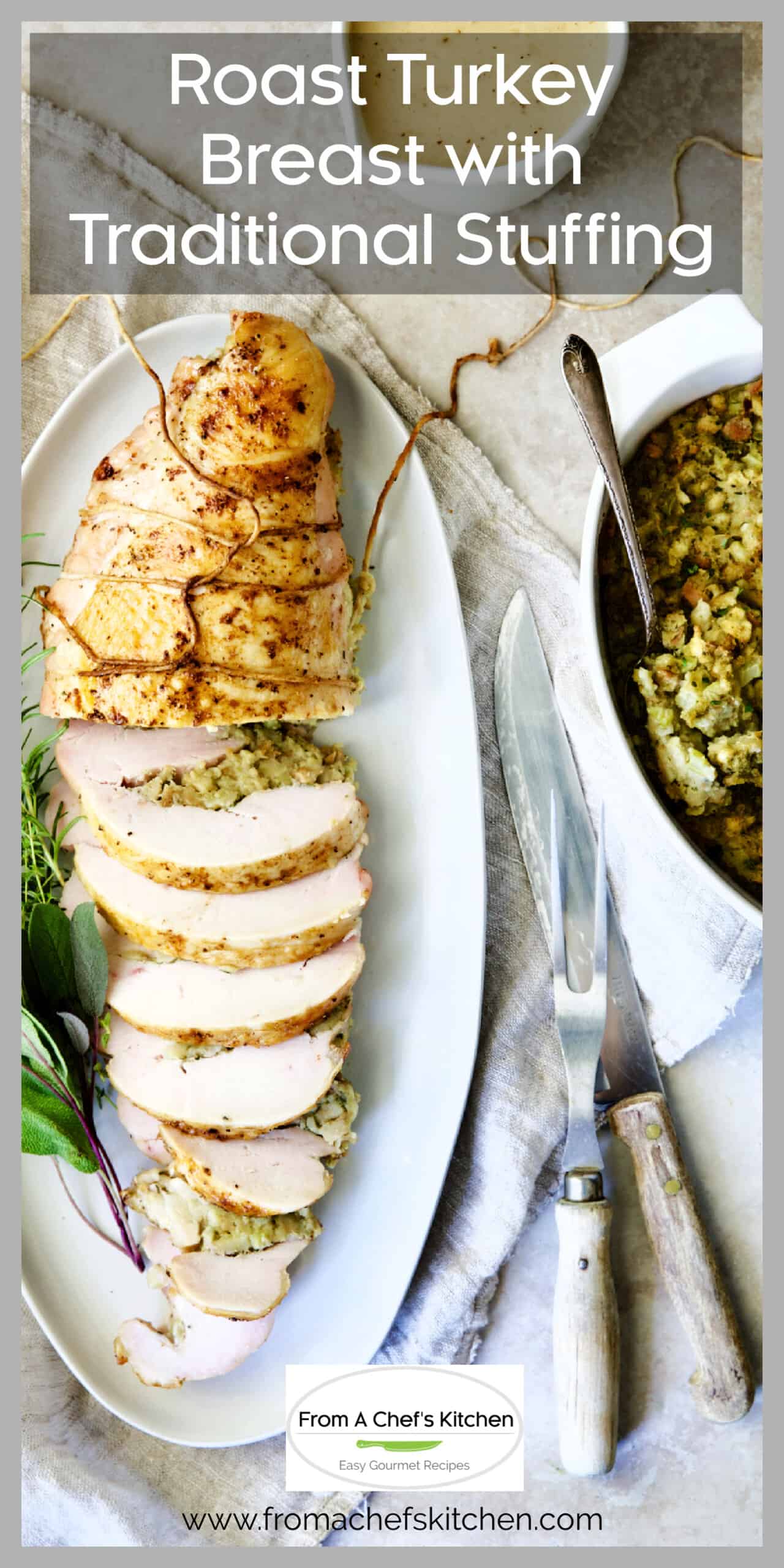 Roast Turkey Breast Recipe with Traditional Stuffing