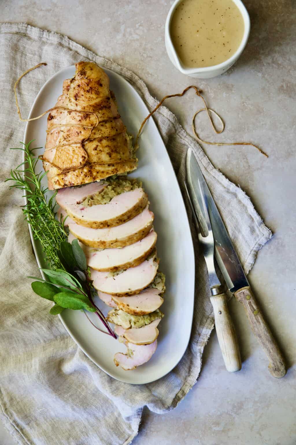 Roast Turkey Breast Recipe with Traditional Stuffing