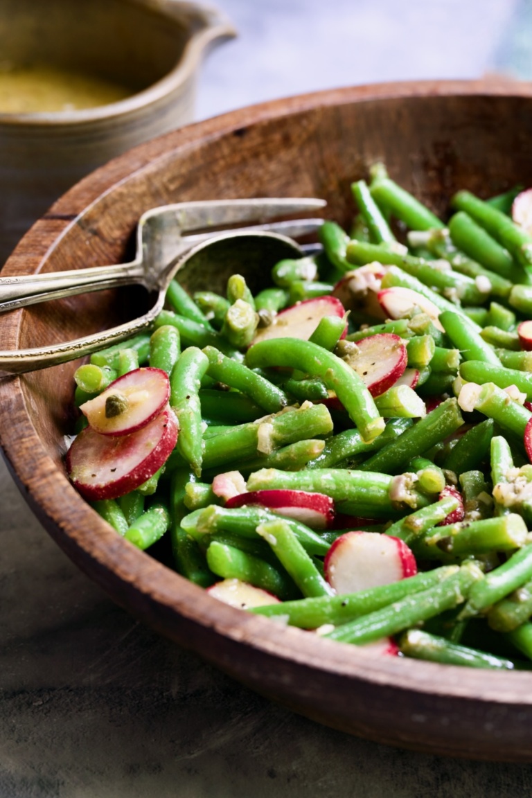 Green Bean Radish Salad with Mustard Caper Vinaigrette