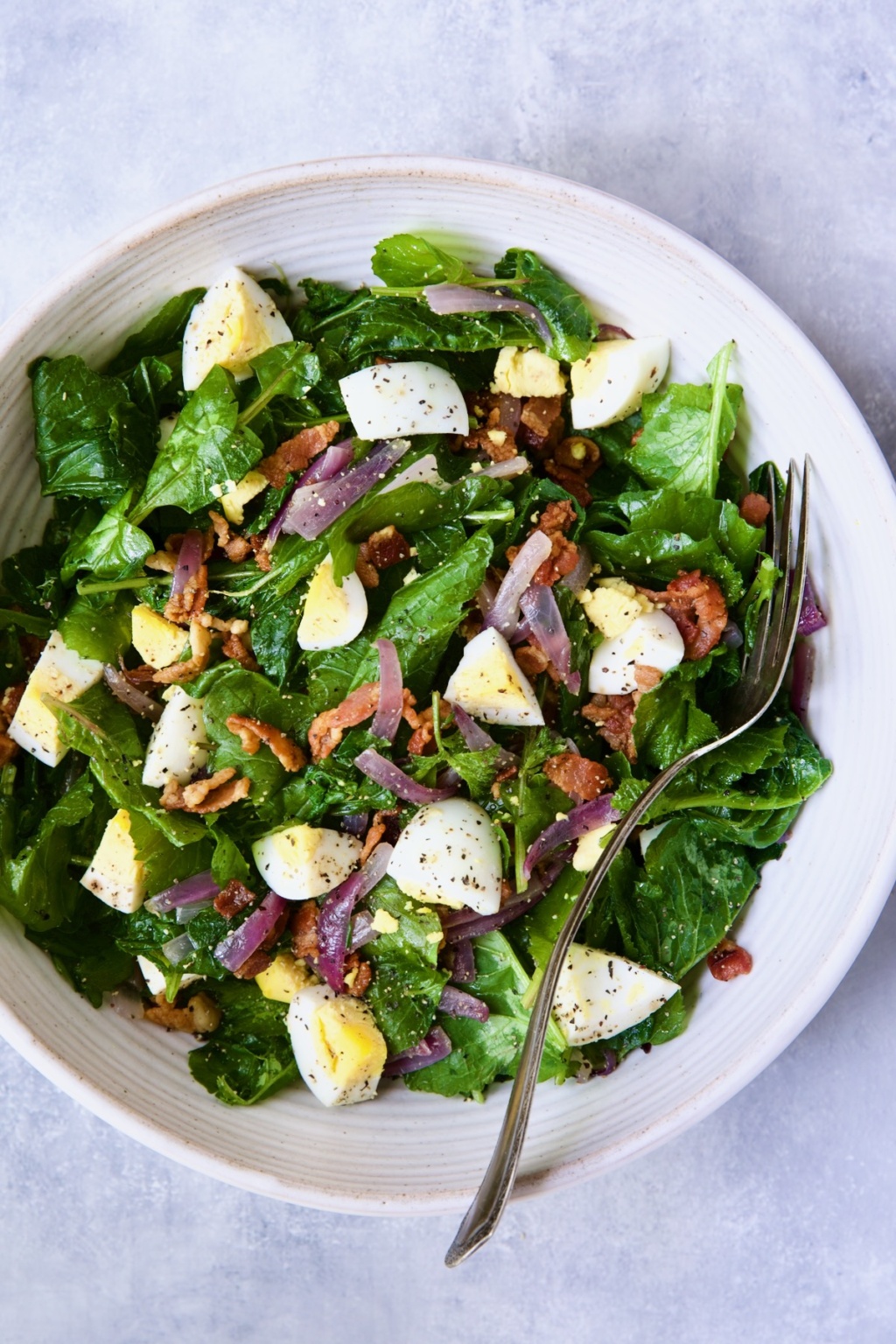 Radish Greens Salad Recipe and Hot Bacon Dressing