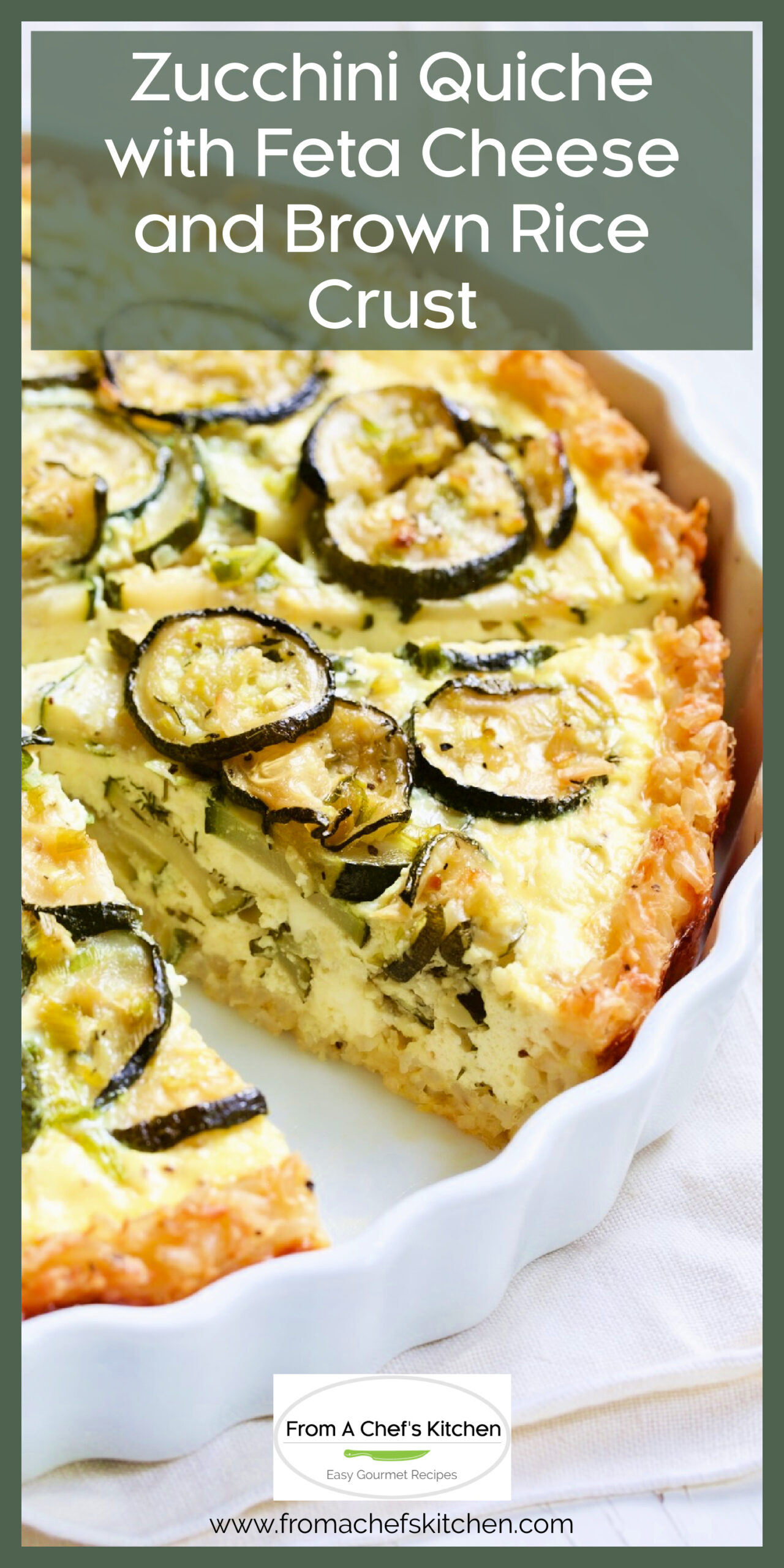 Zucchini Quiche Recipe with Feta Cheese and Brown Rice Crust