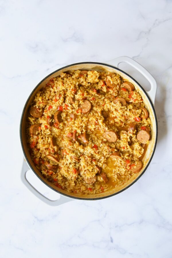 Brown Rice Shrimp Paella Recipe with Chorizo