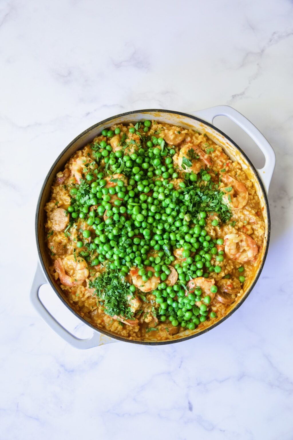 Brown Rice Shrimp Paella Recipe with Chorizo