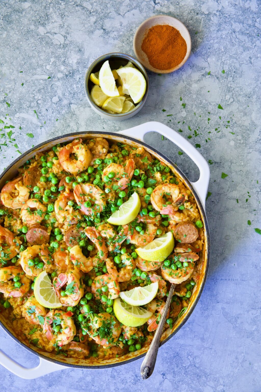 Brown Rice Shrimp Paella Recipe with Chorizo
