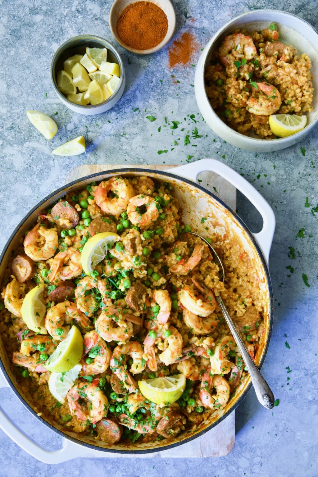 Brown Rice Shrimp Paella Recipe with Chorizo