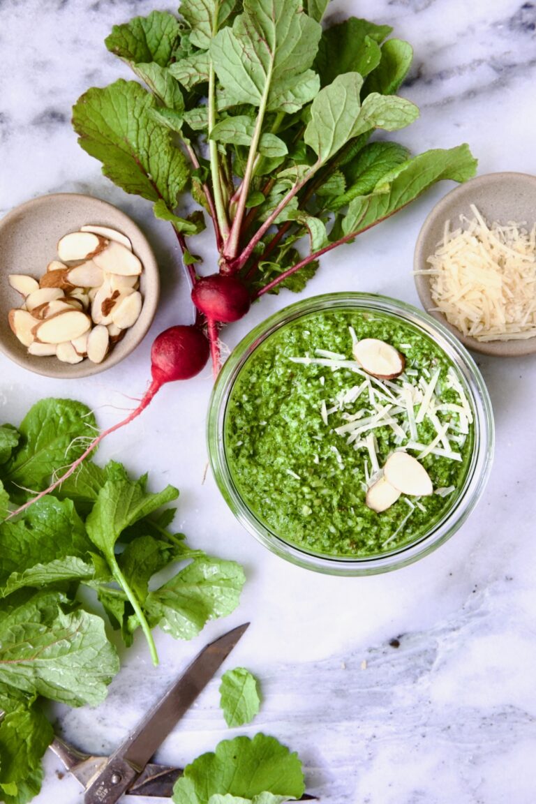 Radish Greens Pesto Recipe - From A Chef's Kitchen
