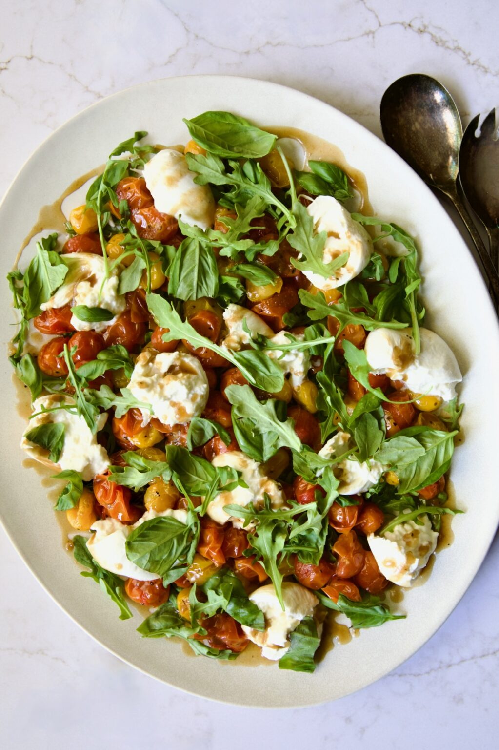 Burrata Caprese Salad with Roasted Cherry Tomatoes