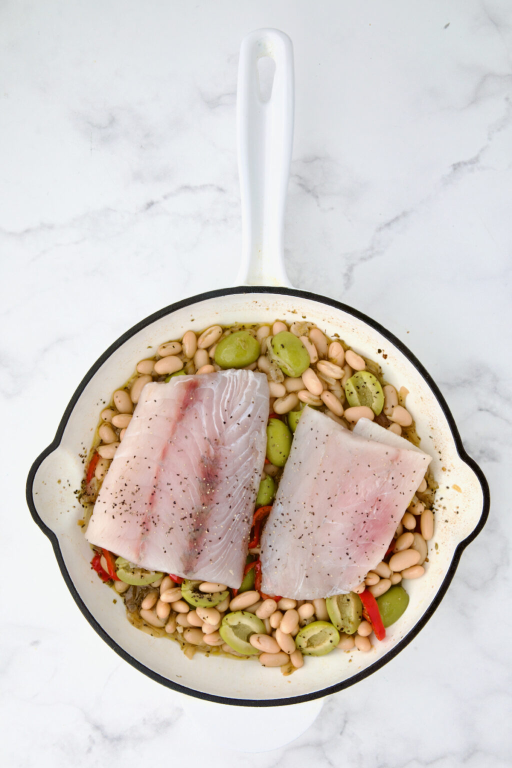 Mediterranean Fish Recipe and White Bean Skillet