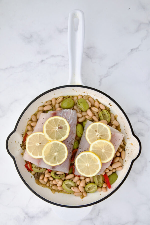 Mediterranean Fish Recipe and White Bean Skillet