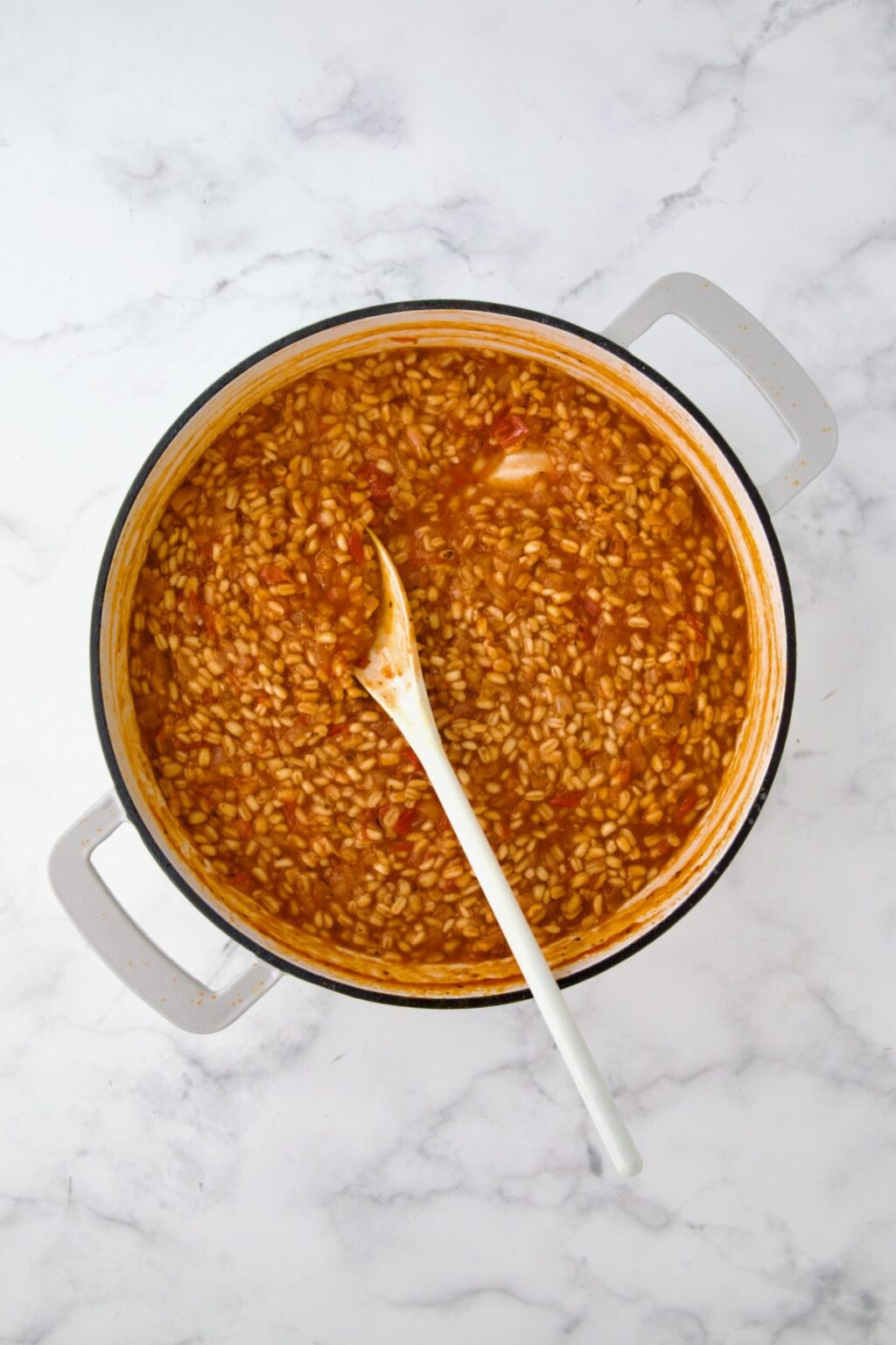 Barley Vegetable Risotto with Late Summer Vegetables