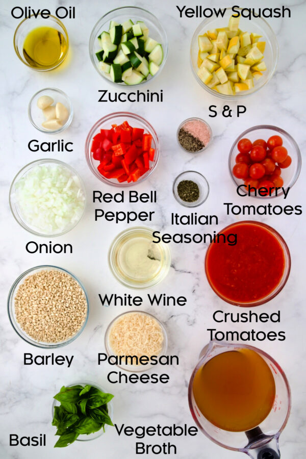 Barley Vegetable Risotto with Late Summer Vegetables