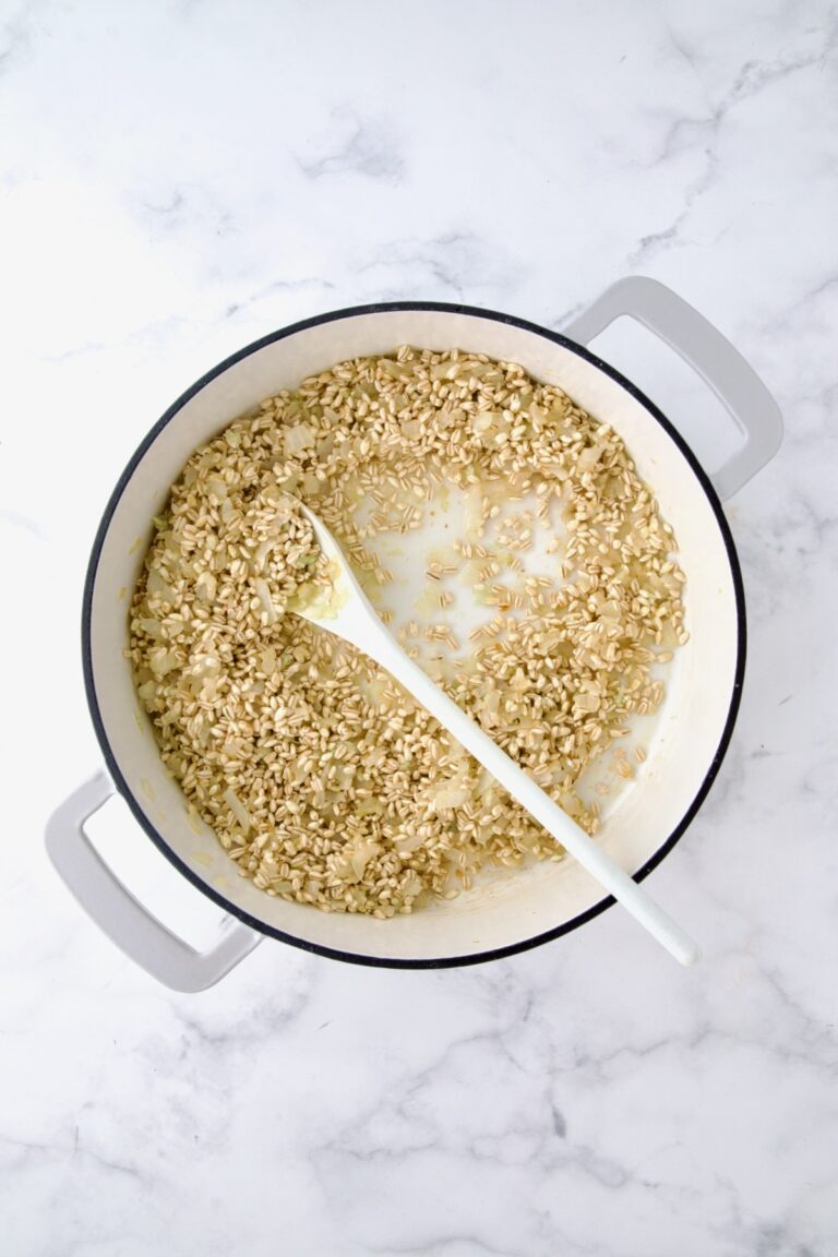 Barley Vegetable Risotto with Late Summer Vegetables
