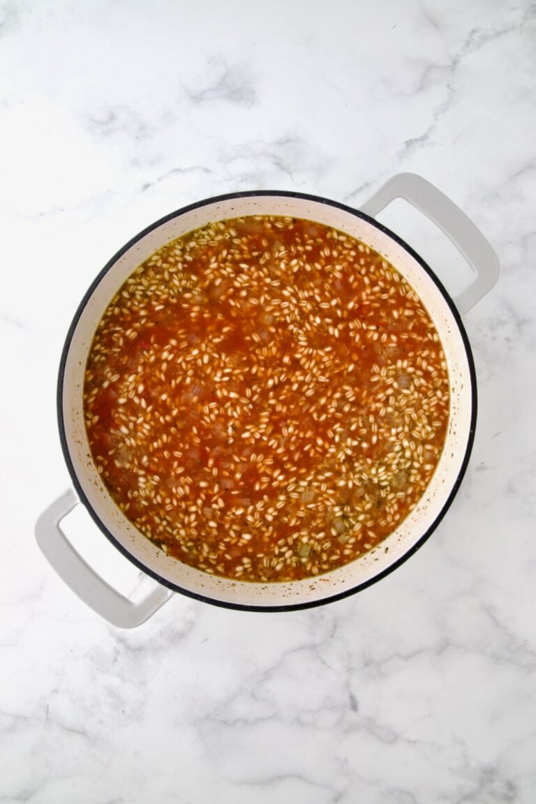 Barley Vegetable Risotto with Late Summer Vegetables