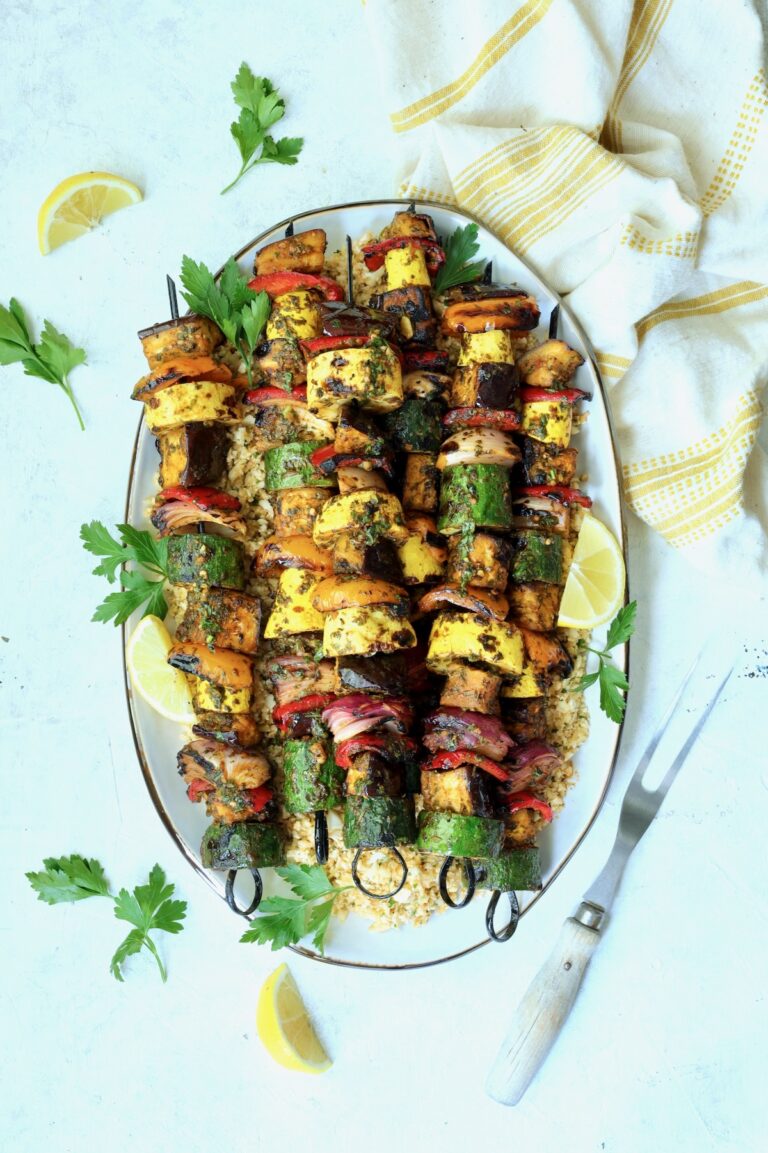 Grilled Vegetable Kabob Recipe with Cauliflower Couscous