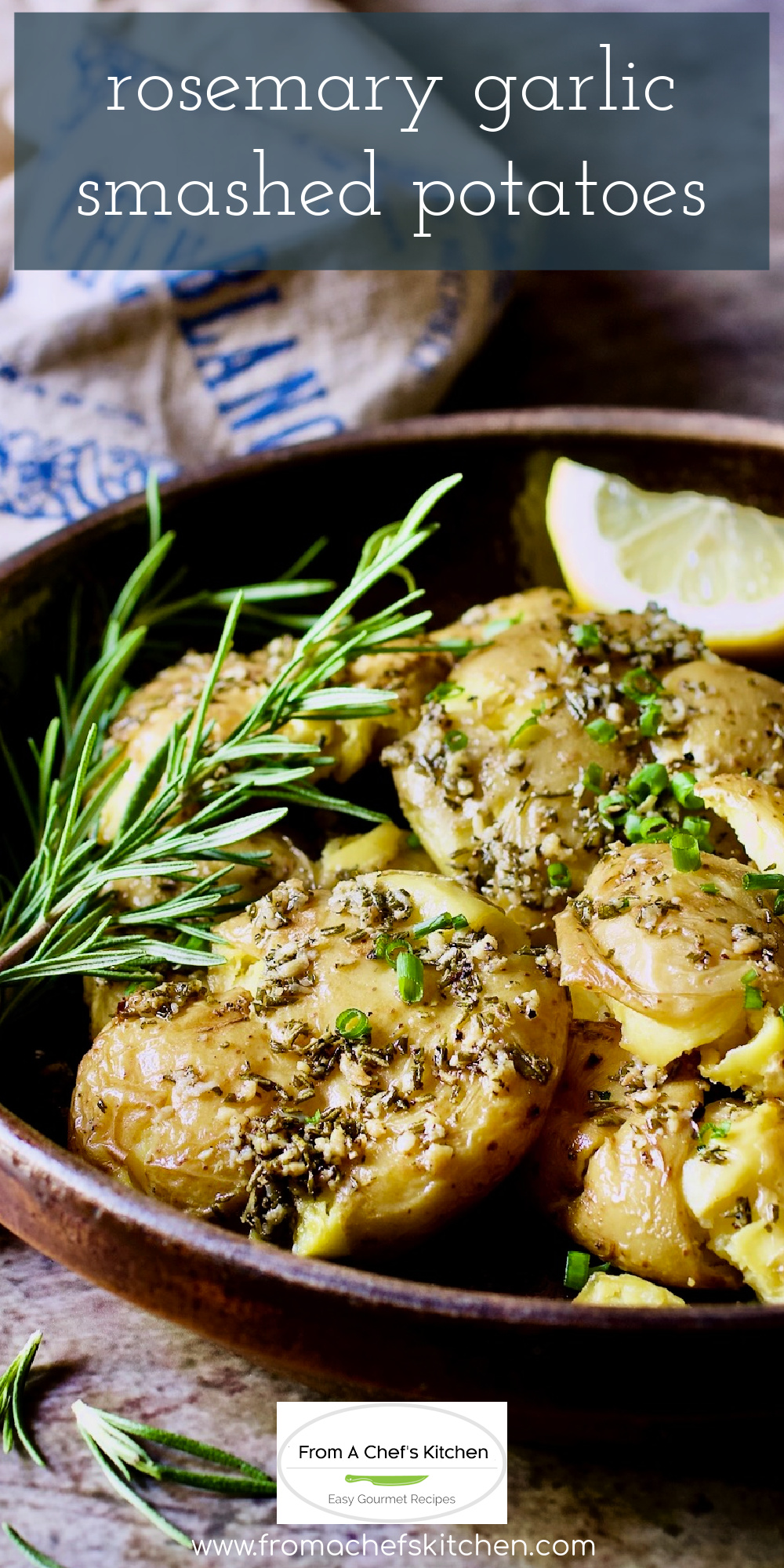 Rosemary Garlic Smashed Potato Recipe with Lemon Chive Aioli